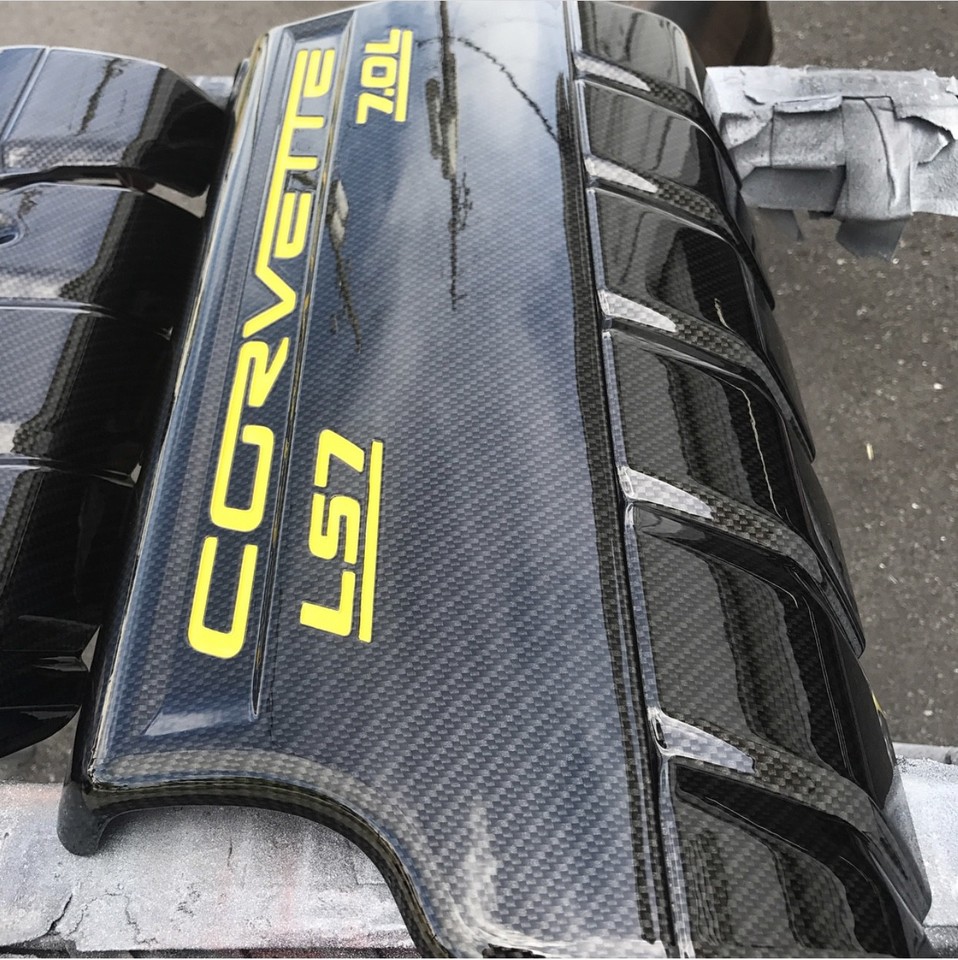 2005-13 Corvette C6 Z06 ZO6 Carbon Fiber HydroGraphics Engine Covers ...