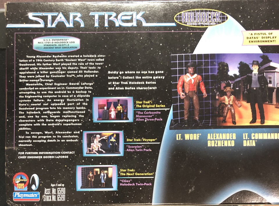 1998 playmates Star Trek Holodeck series figurines Data/worf/rozhenko ...