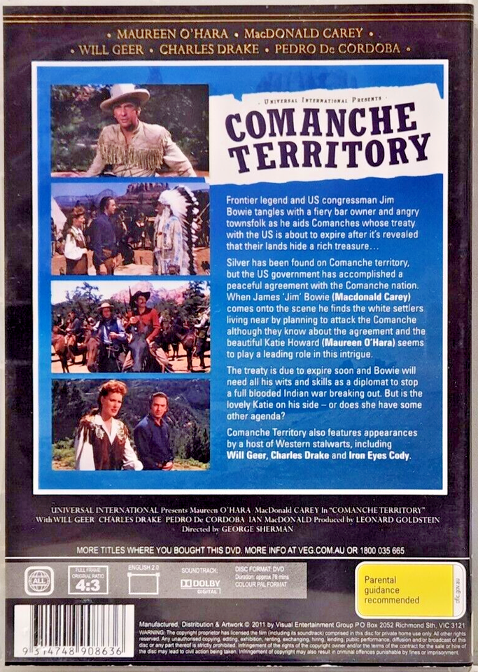 COMANCHE TERRITORY - Macdonald Carey, Maureen O'Hara - DVD ...