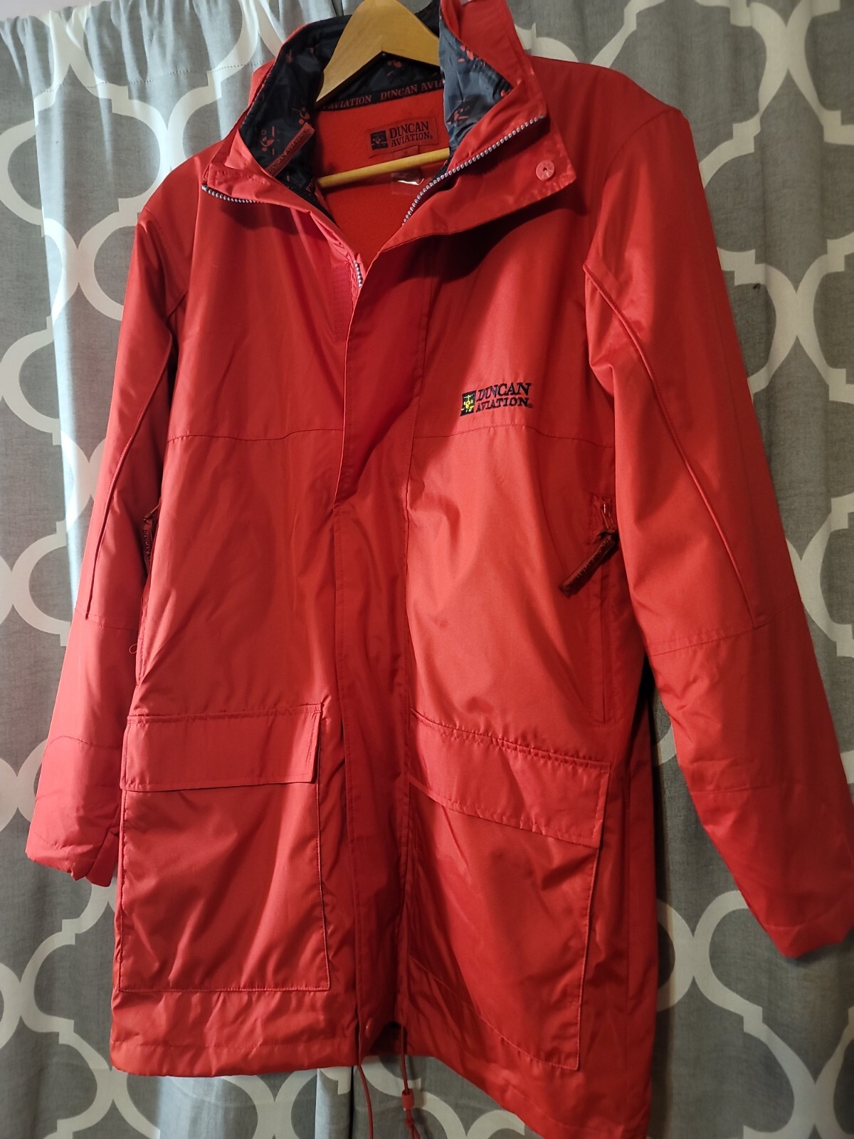 mens Duncan Aviation red zip up jet airplane Jacket s… - Gem