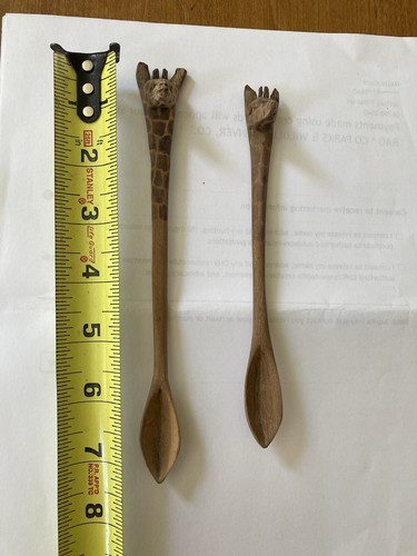 Hand Carved Primitive Giraffe Wood Spoons From South Africa Set of 2 ...
