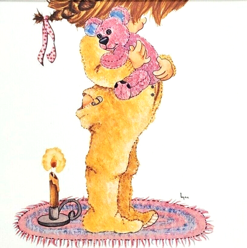 70s Little Girl Bear Bedtime Wall Art Print Child Sleep Over 11 x14 ...