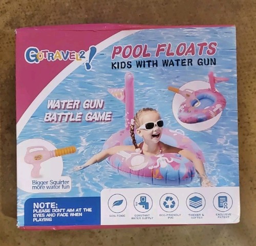 Mermaid Pool Float W/ Built In Water Gun Safety Handrails Soft Seat ...