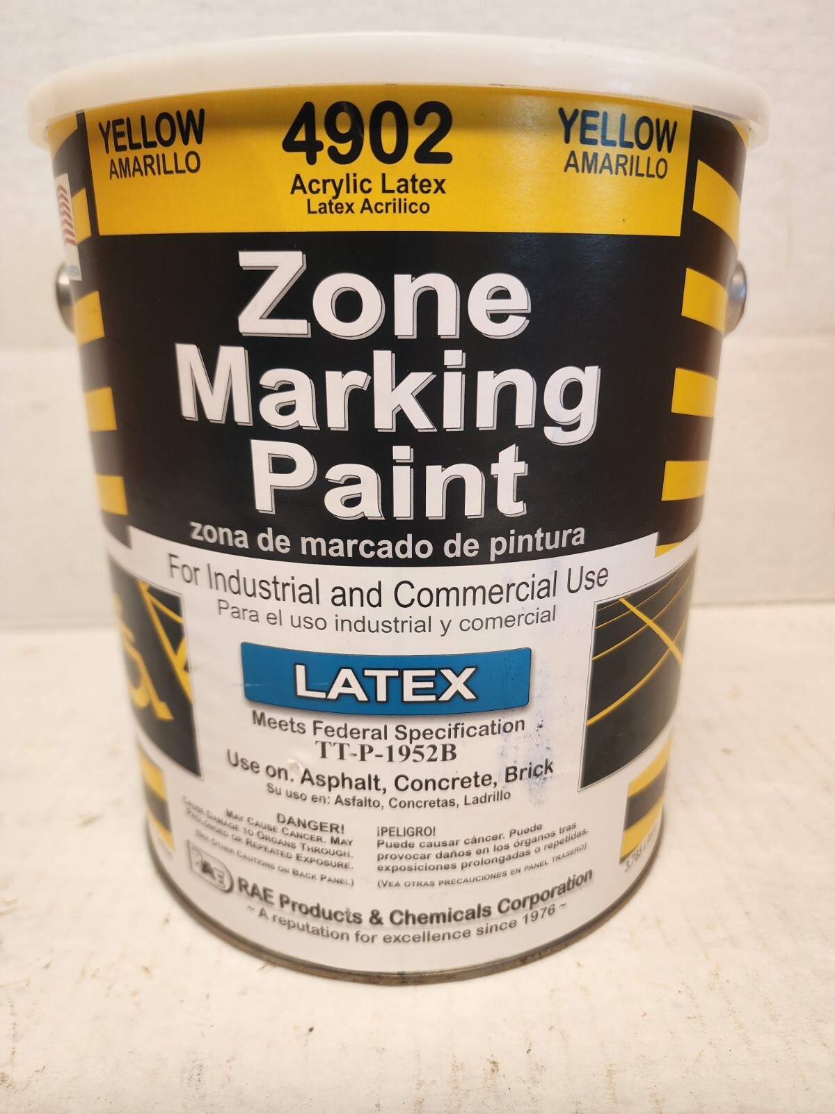Rae 4902-01 Traffic Zone Marking Paint, 1 Gal., Yellow, Latex Acrylic ...