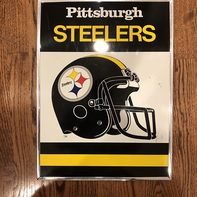 Vintage Pittsburgh Steelers NFL Metal Framed Sign Helmet Logo Bar ...