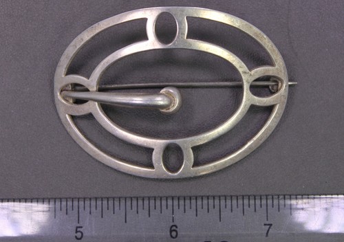 Vintage Large Sterling Silver Modernist Abstract Pierced Clock Face Pin ...