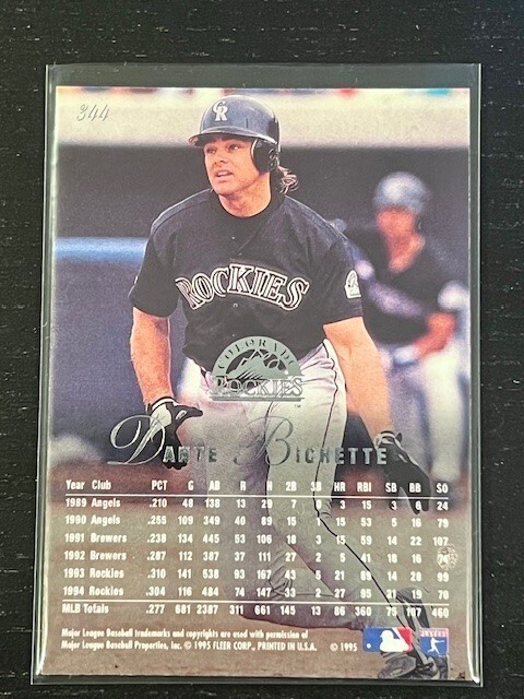 Dante Bichette signed autographed 1995 Fleer Flair card #344 Colorado ...