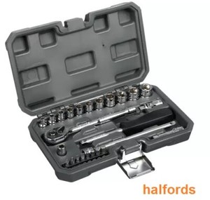 Halfords 1/4" Socket Set 25 Piece Drive Metric Ratchet 5015025125619 | eBay