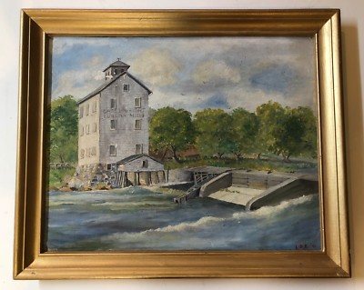 *REDUCED* "River Dam", by Laura Bilodeau (B.1896) Landscape Oil, Framed ...