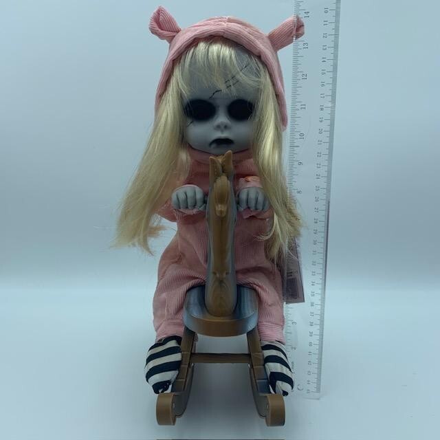Spooky Halloween 14" Animated Creepy Doll on Rocking Horse Motion Red ...