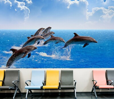3D Beautiful Dolphin 449NA Jesus Religion God Wall Paper Wall Print ...