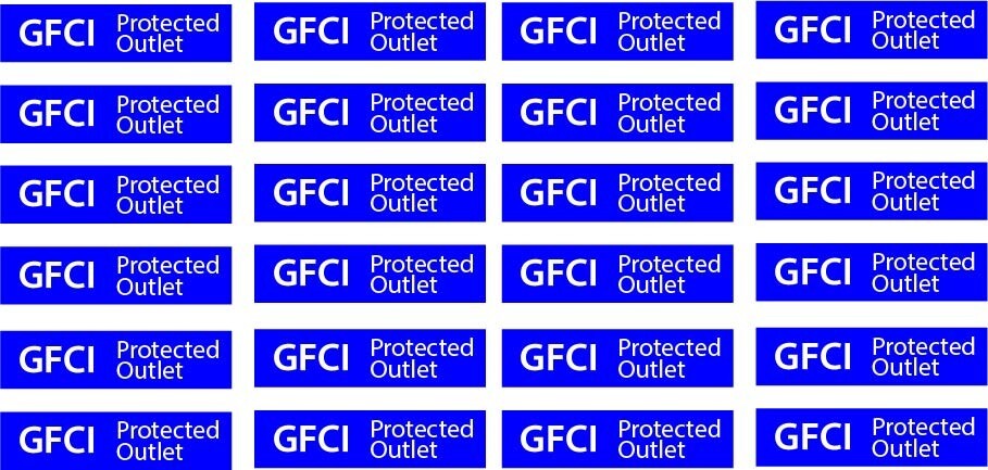 GFCI GFI Protected Outlet BLUE Stickers 24 Pack .25" x 1.0" Stickers ...