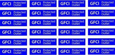 GFCI GFI Protected Outlet BLUE Stickers 24 Pack .25" x 1.0" Stickers ...