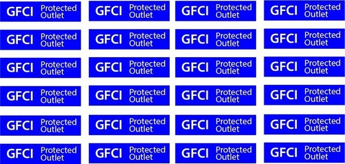 GFCI GFI Protected Outlet BLUE Stickers 24 Pack .25" x 1.0" Stickers ...