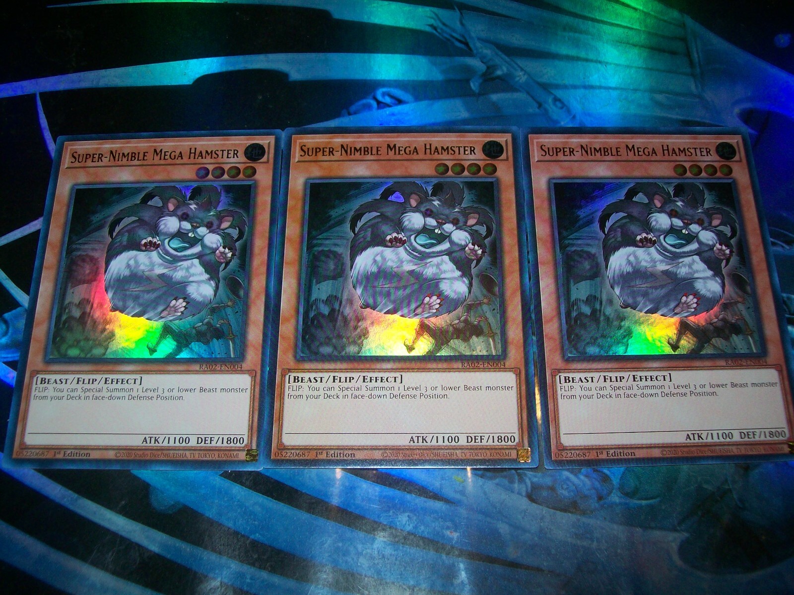 3x Super-Nimble Mega Hamster 1st Edition Ultra Rare RA02-EN004 Yu-Gi-Oh ...