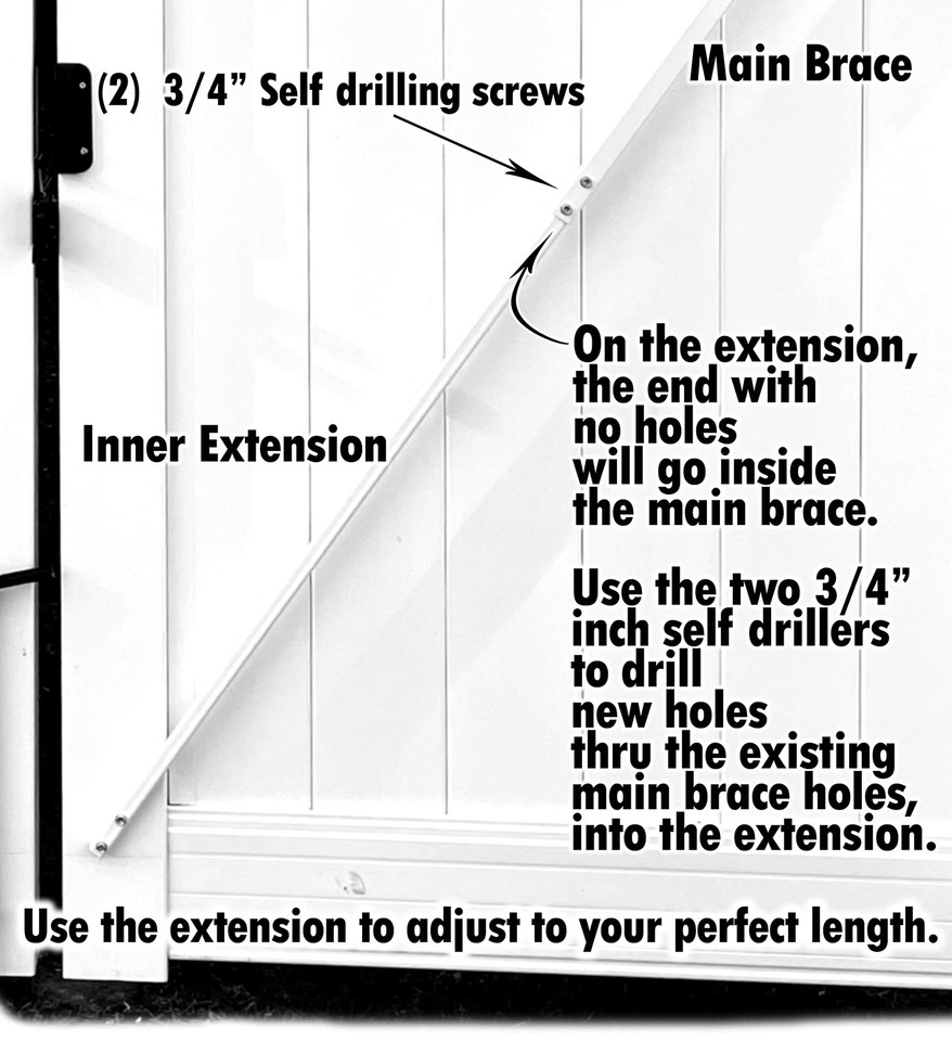 6' White Gate Brace for Vinyl - Vinyl Fence Anti Sag Gate Kit - Gate ...