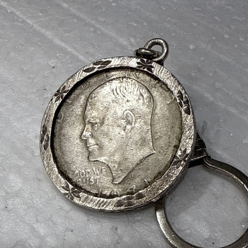 Pendant KeyChain Eisenhower 1971 One Dollar Liberty Coin Pendant 925 ...