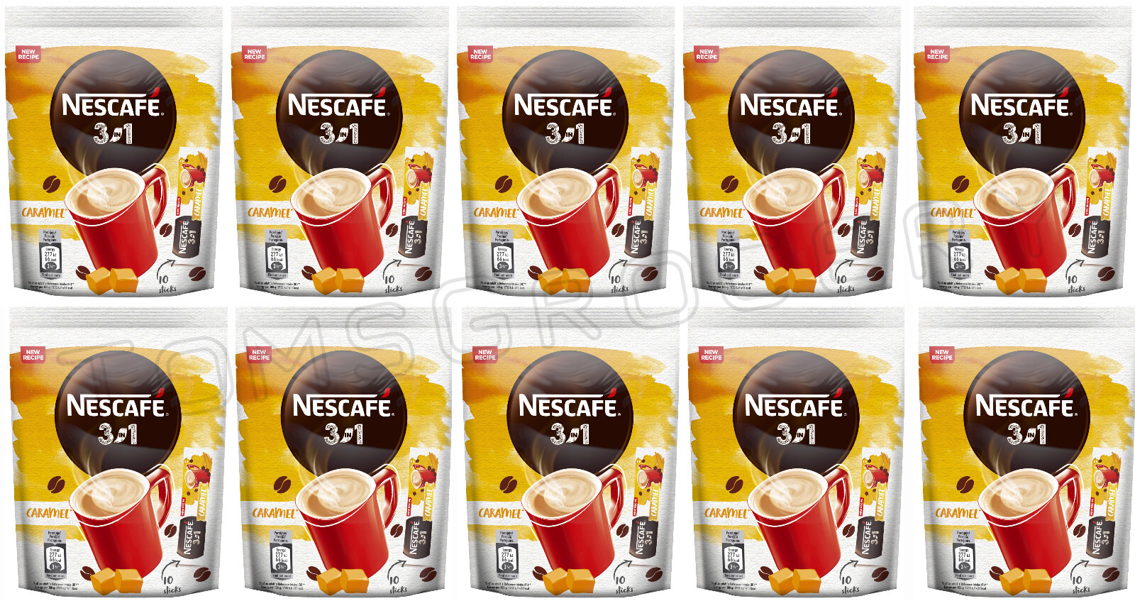 10 NESCAFE 3in1 CARAMEL Flavor Instant Coffee Sticks European Snacks ...