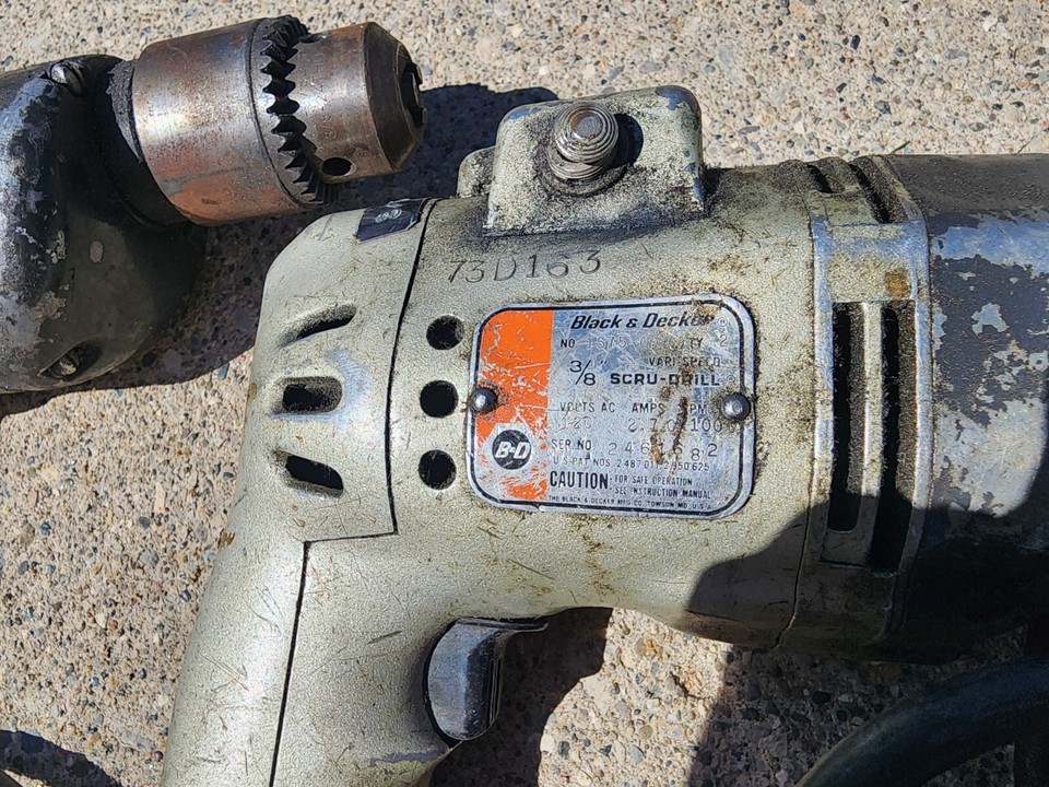 Vintage Black & Decker 3/8" Heavy-Duty Holgun & Scru DRILL- CORDED ...