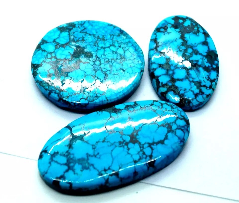AAA 206 CT+ Natural Blue Spiderweb Arizona Turquoise Loose Gemstone Lot ...