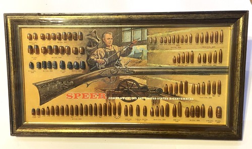 Vtg SPEER BULLETS STORE DISPLAY BOARD Kentucky Long Rifle-Bicentennial ...