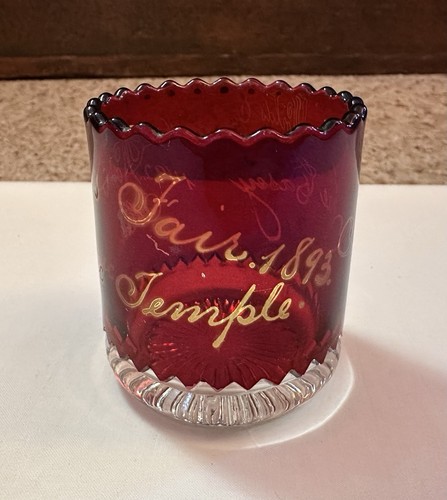 Antique 1893 World's Fair Masonic Temple Ruby Flash Souvenir Shot Glass ...