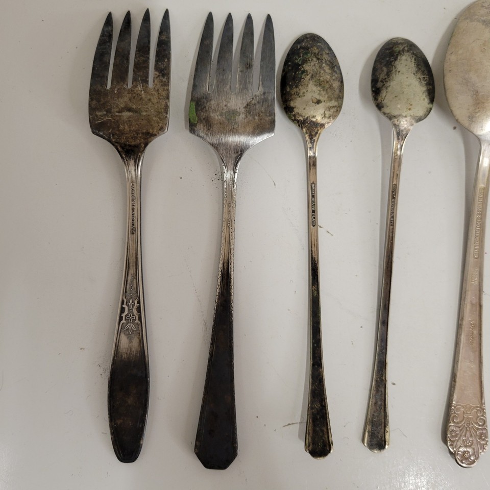 Vintage Silver Plate Lot Spoons Forks Lot Of 11 Rogers Monarch Diamond ...