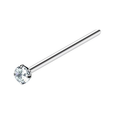 9ct White Gold Nose Stud Straight Shape 2MM 22g Nose Pin Nose Piercing ...