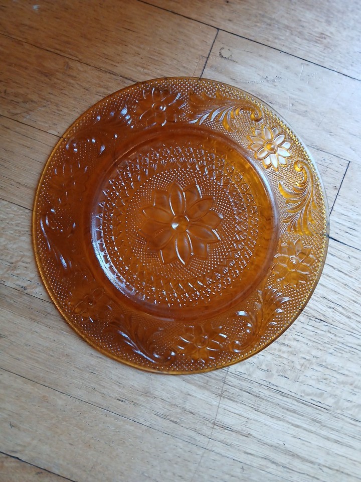 Vintage Indiana Amber Tiara Sandwich Plate | eBay