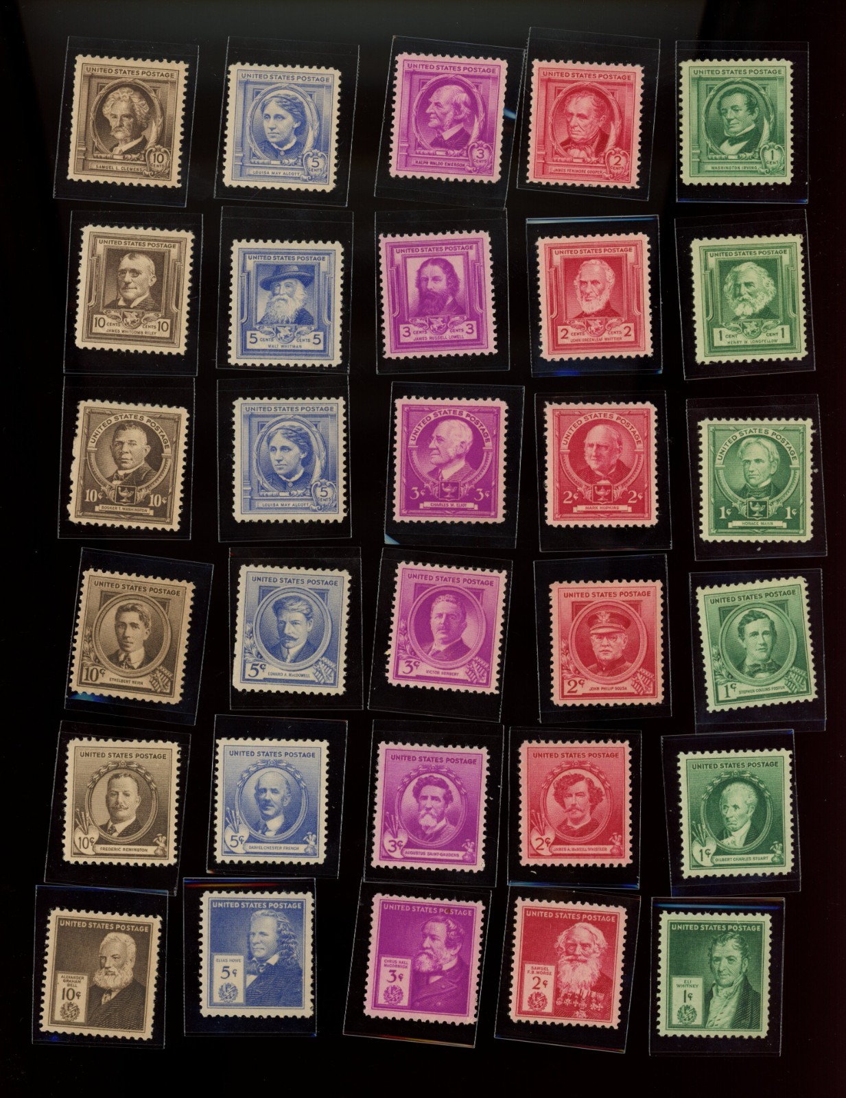 US Scott #859-93 1940 Famous Americans Series, Complete Set 35 Stamps ...