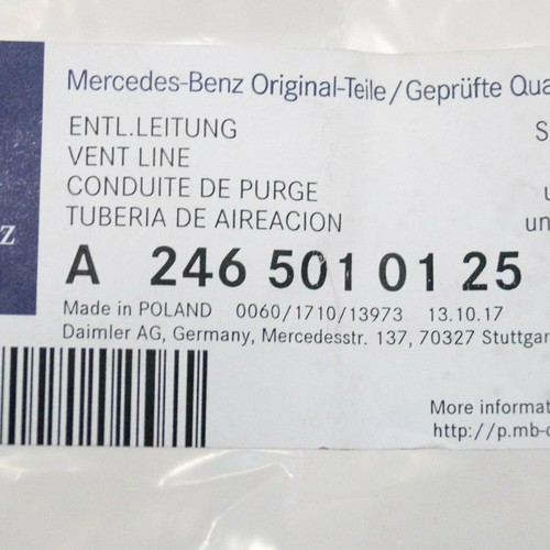 OEM MERCEDES-BENZ A W176 EXPANSION TANK VENT LINE A2465010125 GENUINE ...