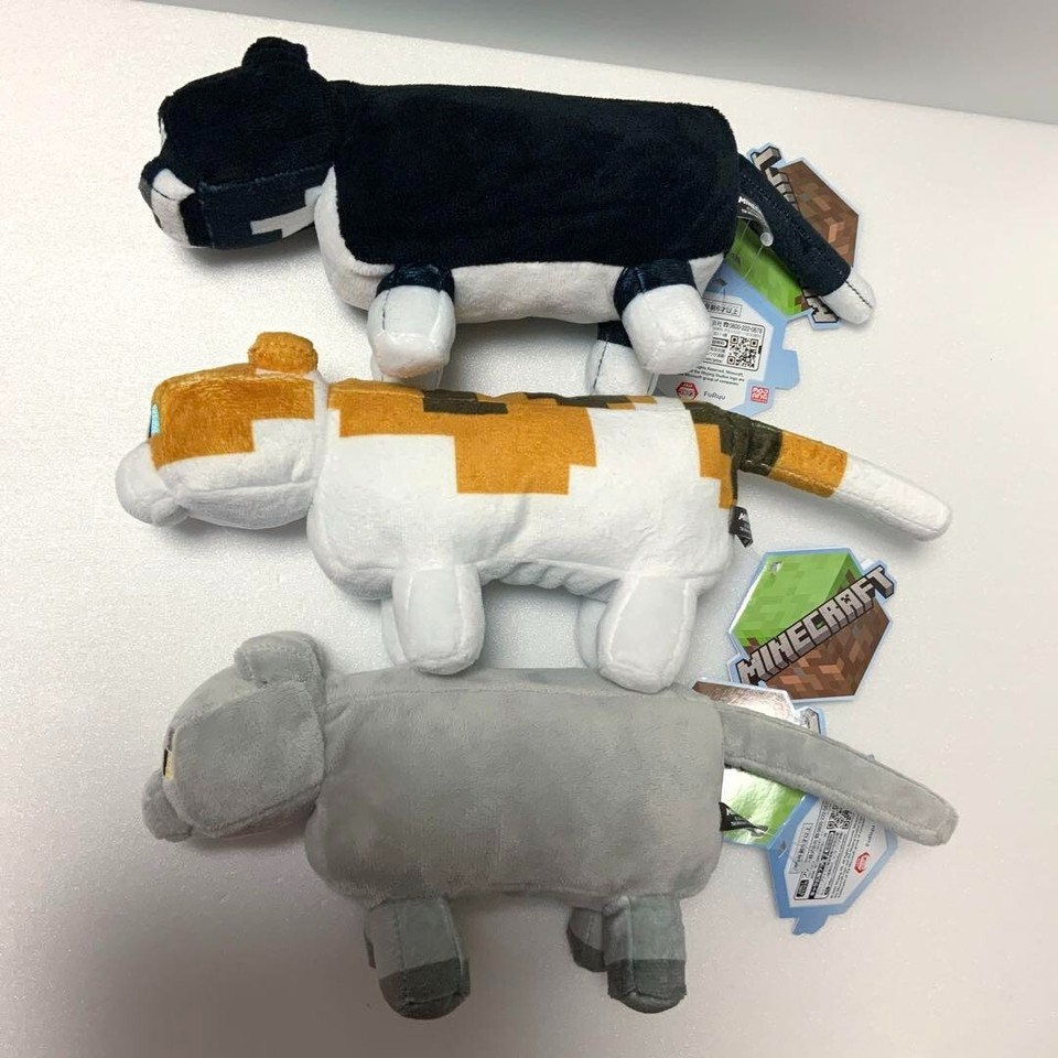 Minecraft Plush Tortoiseshell cat Black cat Gray cat Set of 3 Animal ...