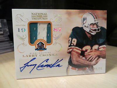 National Treasures Autograph Jersey 1987 HOF Dolphins Larry Csonka 20/ ...