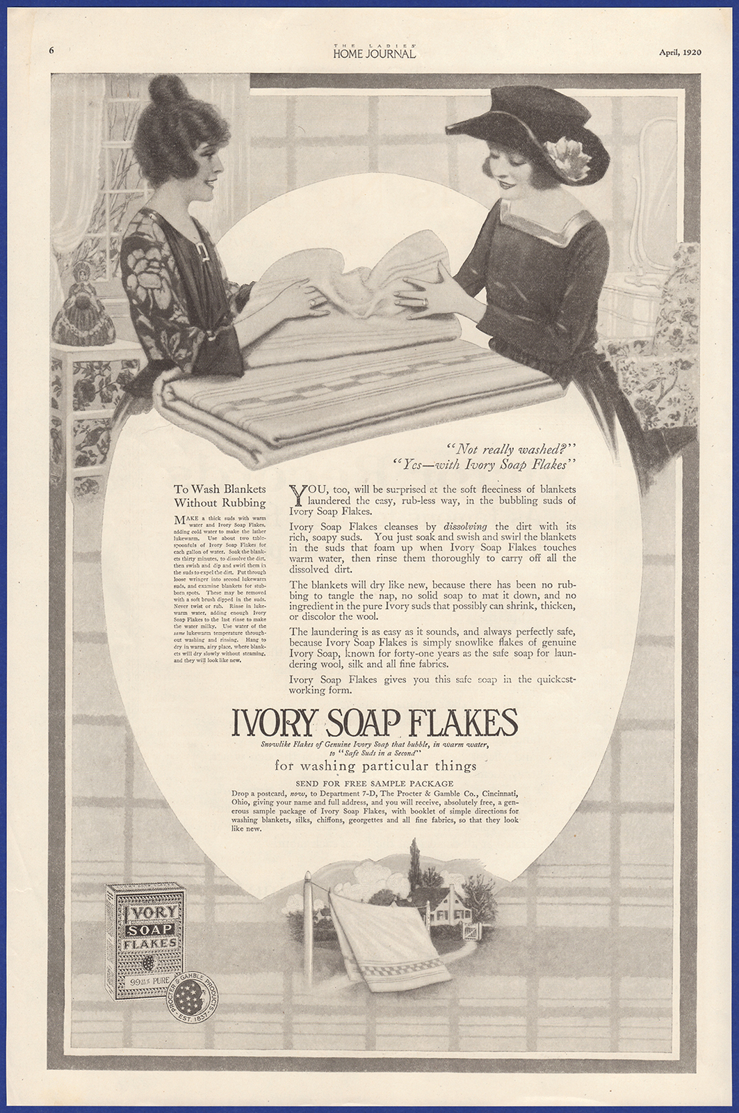 Vintage 1920 IVORY Soap Flakes Laundry Art Décor Ephemera 1920's Print ...