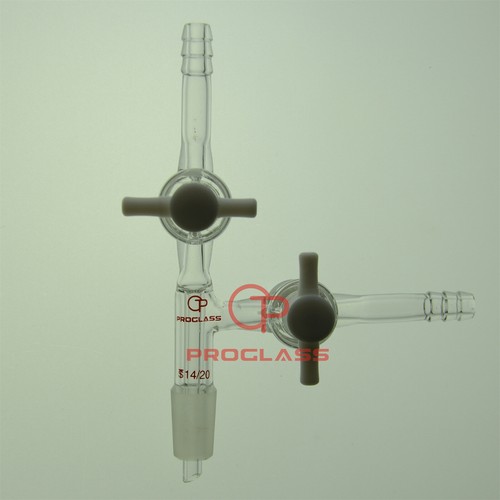 Lab Glass Adapter,Vacuum Transfer Joint 14/20,PTFE Stopcock | eBay