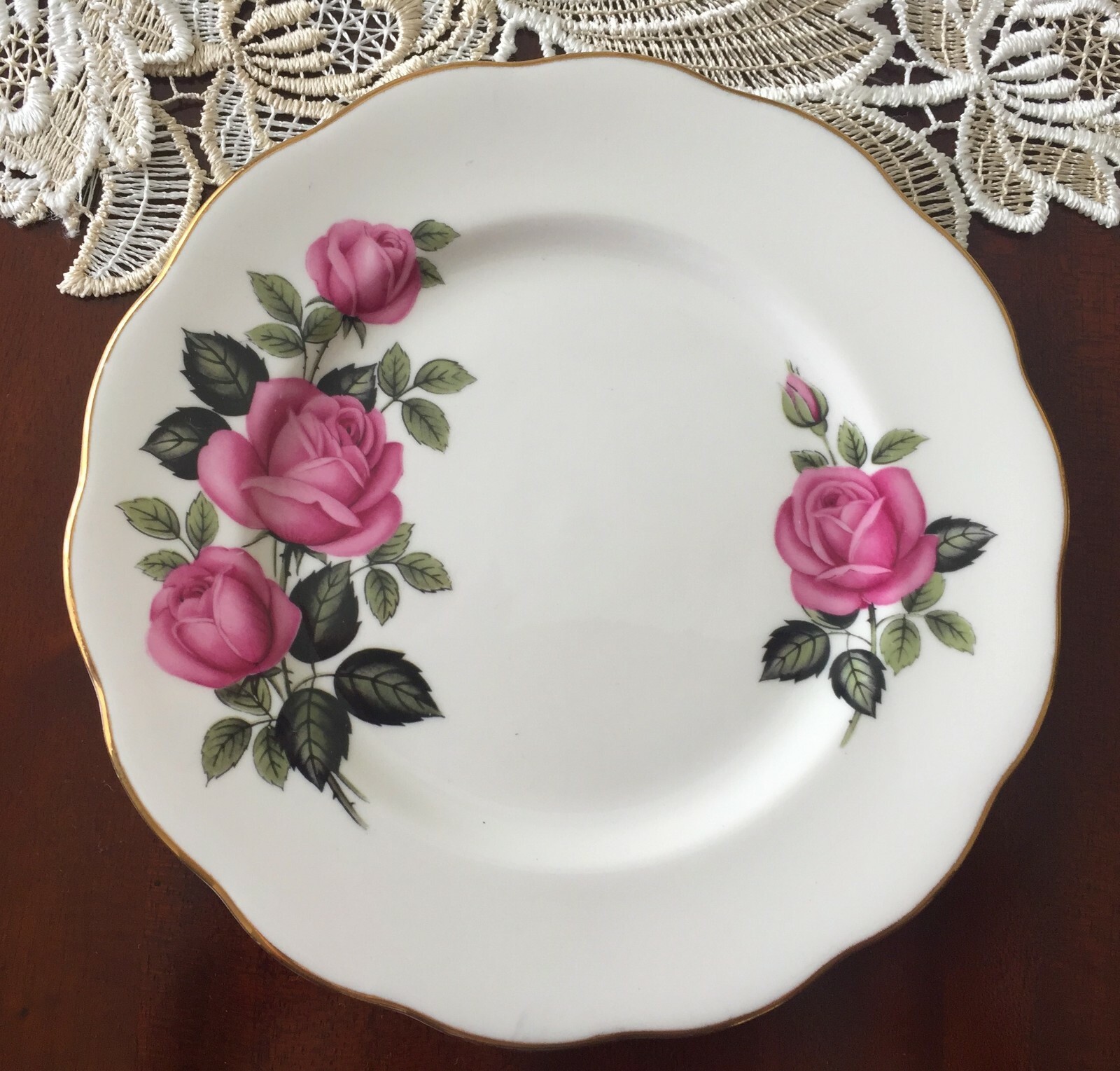 VINTAGE ROYAL ALBERT BONE CHINA ENGLAND PINK ROSE PATTERN TRIO C1970 ...
