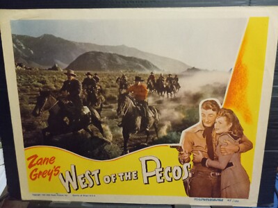 Lobby Card 1945 WEST OF THE PECOS Robert Mitchum leads charging posse ...
