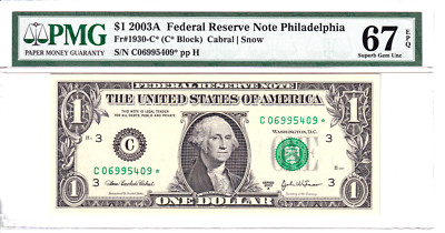 2003-A $1 FRN Philadelphia **STAR** Only 608k Printed PMG 67EPQ # ...