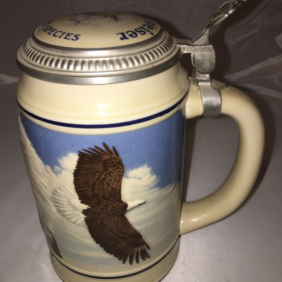 Vintage Budweiser 1989 Endangered Species Bald Eagle Stein w/ Cert ...