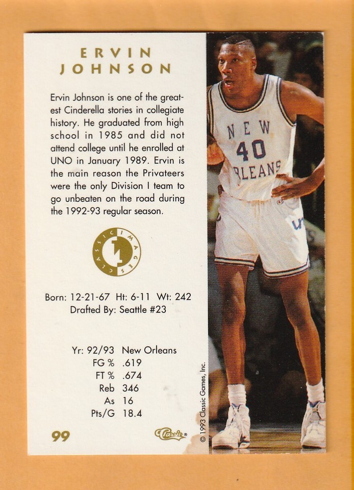 Ervin Johnson New Orleans Privateers 1993-94 Images Four Sport #99 Jonesville LA | eBay