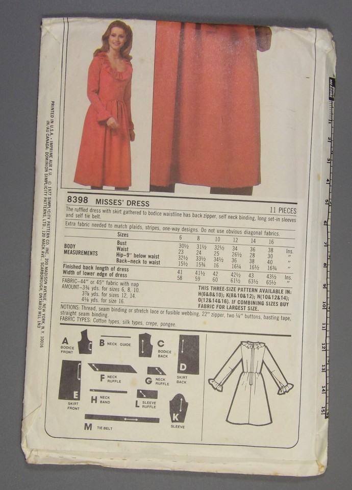Simplicity: PATTERN #8398 MISSES DRESS IN SIZES 12,14,16 - Vintage -Cut to 16 | eBay