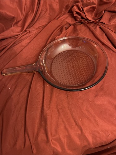 Corning Vision Ware 10” Waffle Bottom Frying Pan Skillet Amber Glass No ...