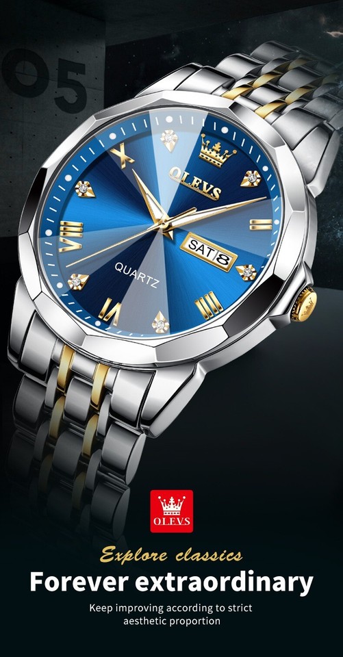 Mens Watches Quartz Luxury Men Wrist Watch Stainless Steel Luminous ...