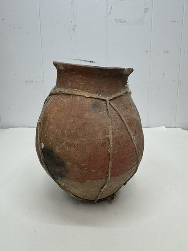 Vintage Tarahumara Indian Pottery Olla.Rawhide Bound Pottery pot bowl ...