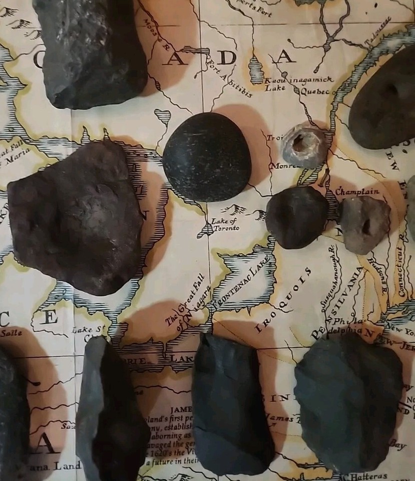 Lot Of Eastern Native American Axe Heads Spear Stones & Pots, (Old ...