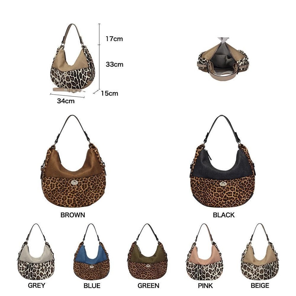 DAMEN SHOPPER TASCHE Hobo LEO Print Umhängetasche Schultertasche leder ...