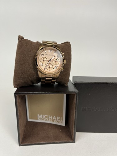 New Michael Kors MK5128 Runway Rose Gold Stainless Steel 38mm Women's ...