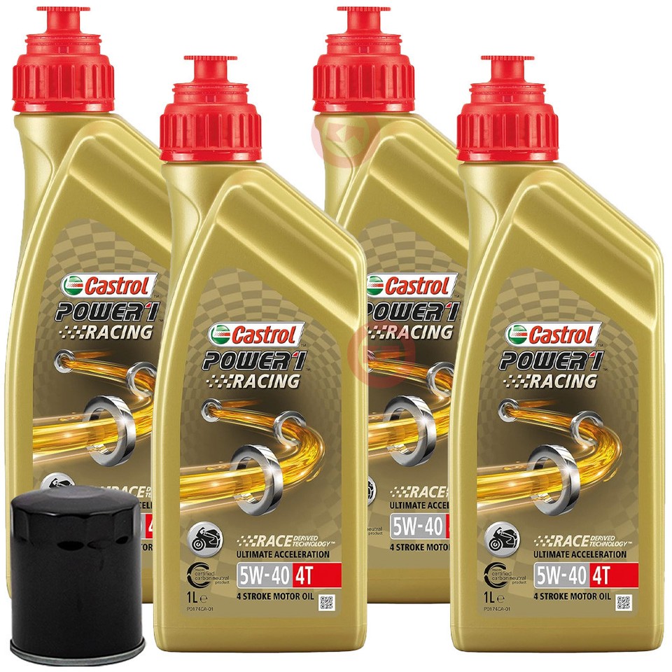 TAGLIANDO 4L CASTROL POWER1 RACING 5w40 FILTRO OLIO YAMAHA YZF-R1 1000 ...