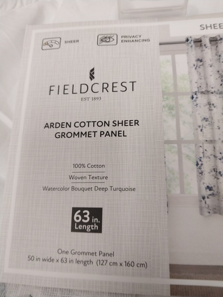 Fieldcrest Arden Cotton Sheer Grommet Panel Curtain 50in x 63in Floral ...