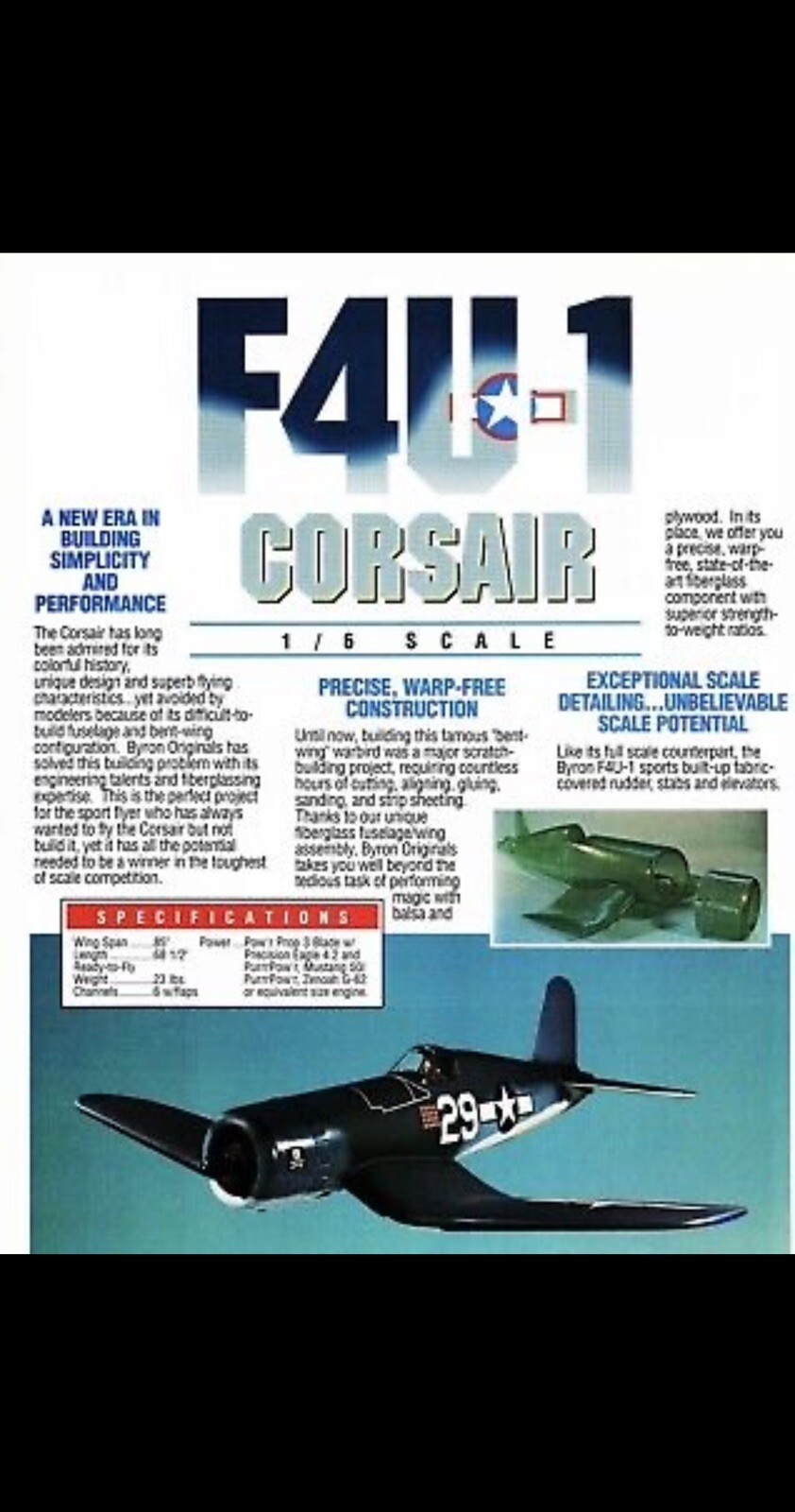 NEW BYRON ORIGINALS & TOP FLITE RC CORSAIR Clear Canopy For 85" Span | eBay